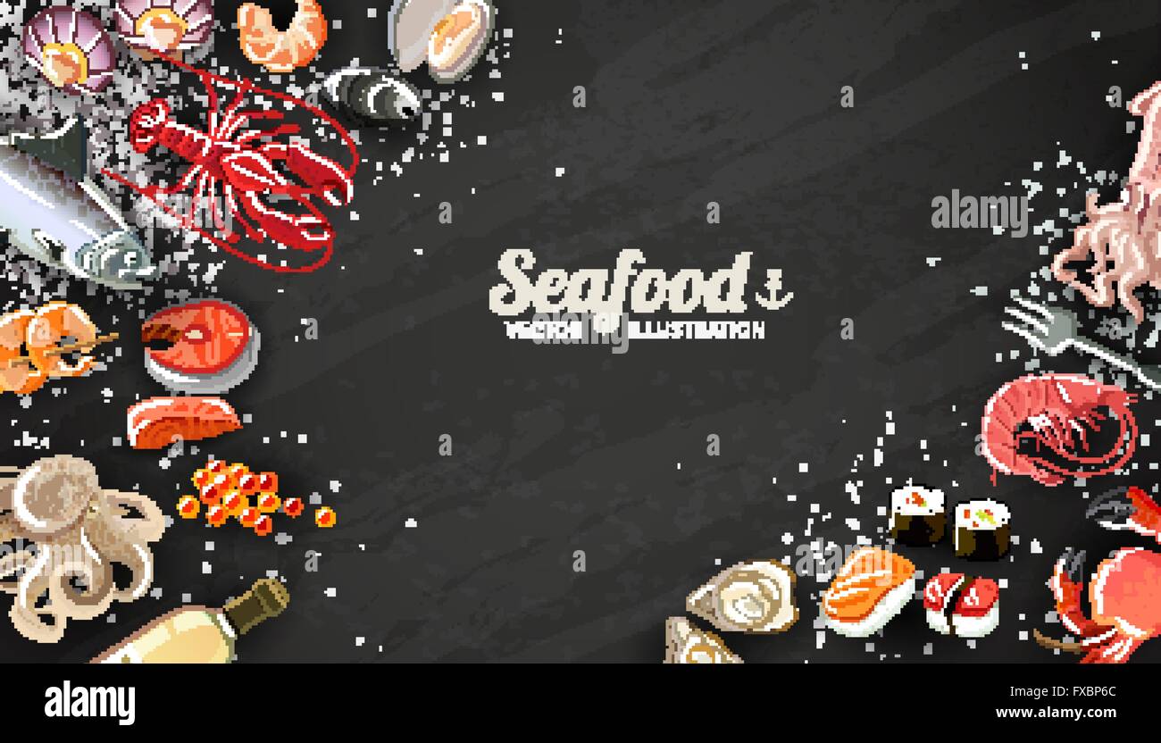 Seafood And Fish Background Stock Vector Image & Art - Alamy