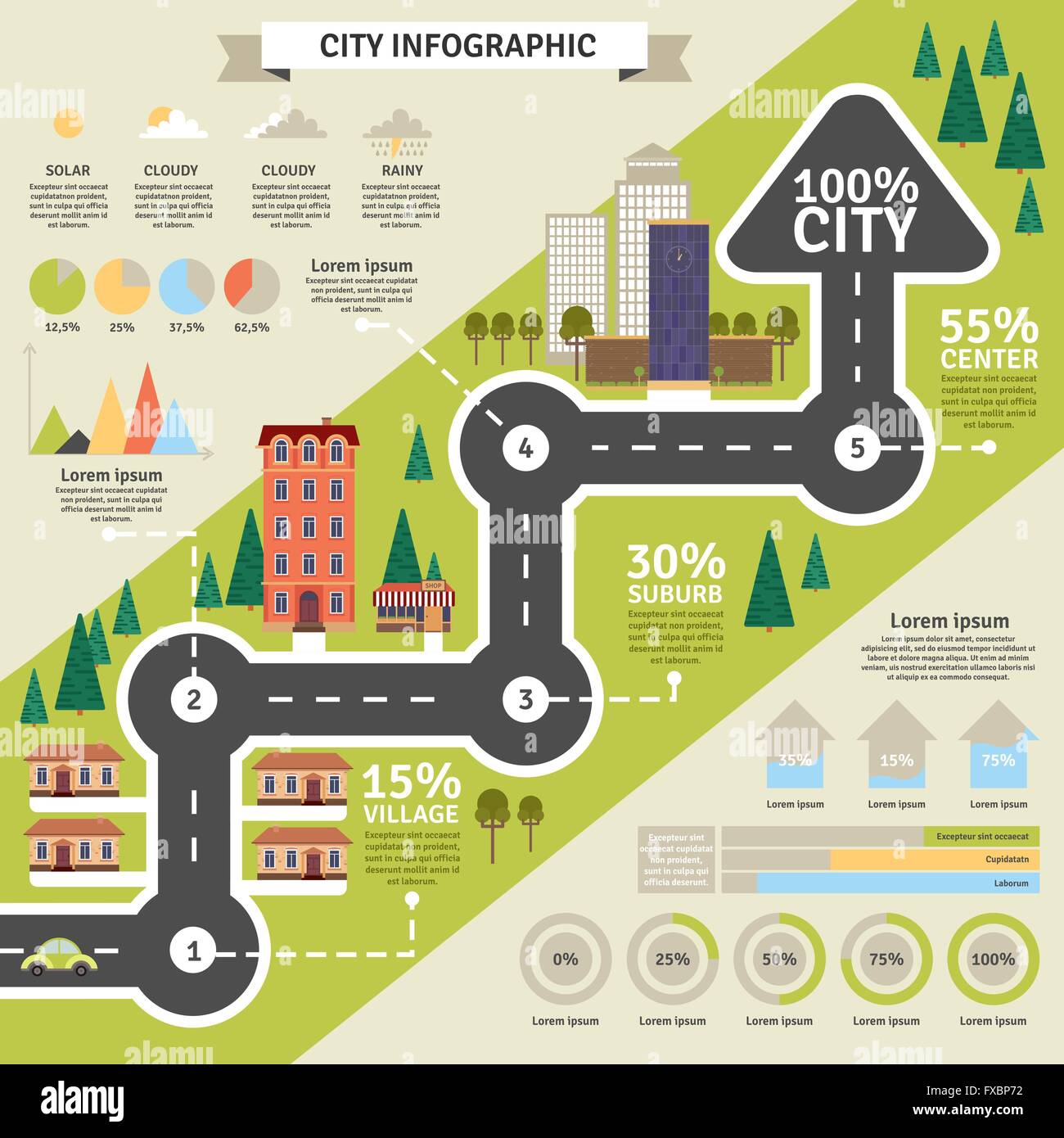 City Structure And Statistic Flat Infographic Stock Vector Image & Art ...