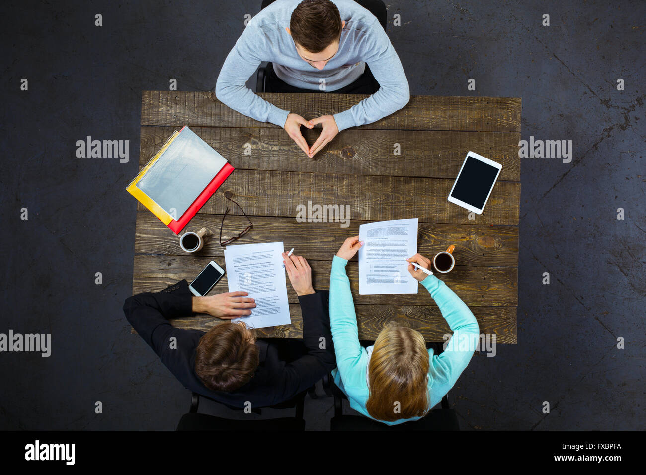 Top view oak wood table hi-res stock photography and images - Alamy