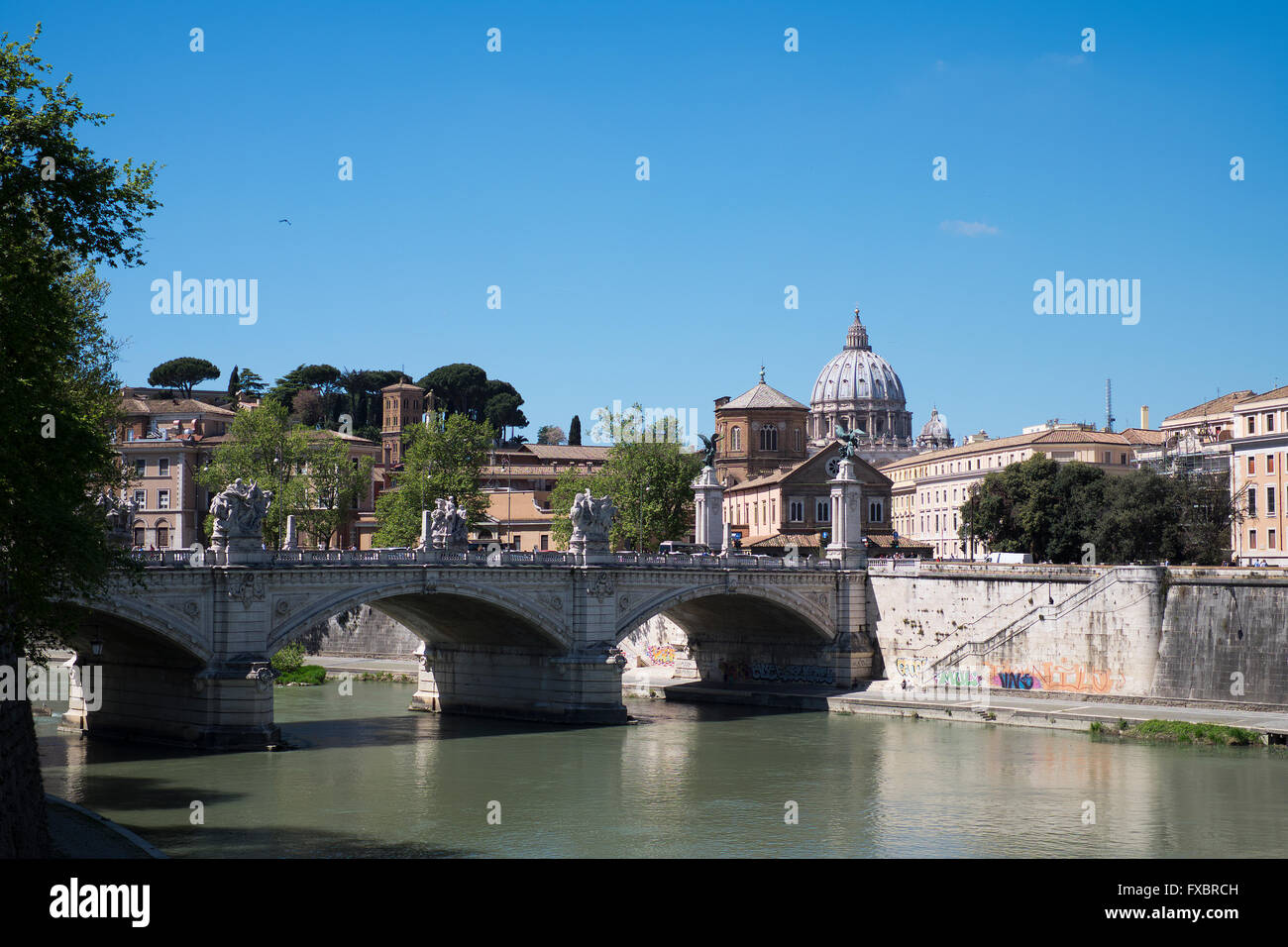 River Tiber in Rome with Vatican in background Stock Photo - Alamy