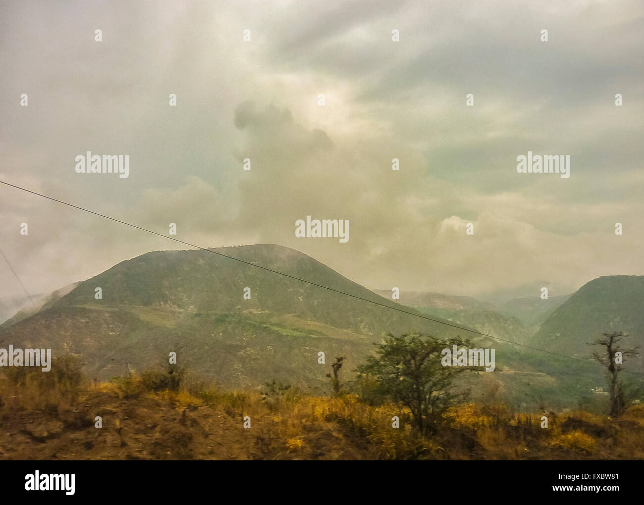 Landscape rural scene from the highway in the outsides of Quito ...