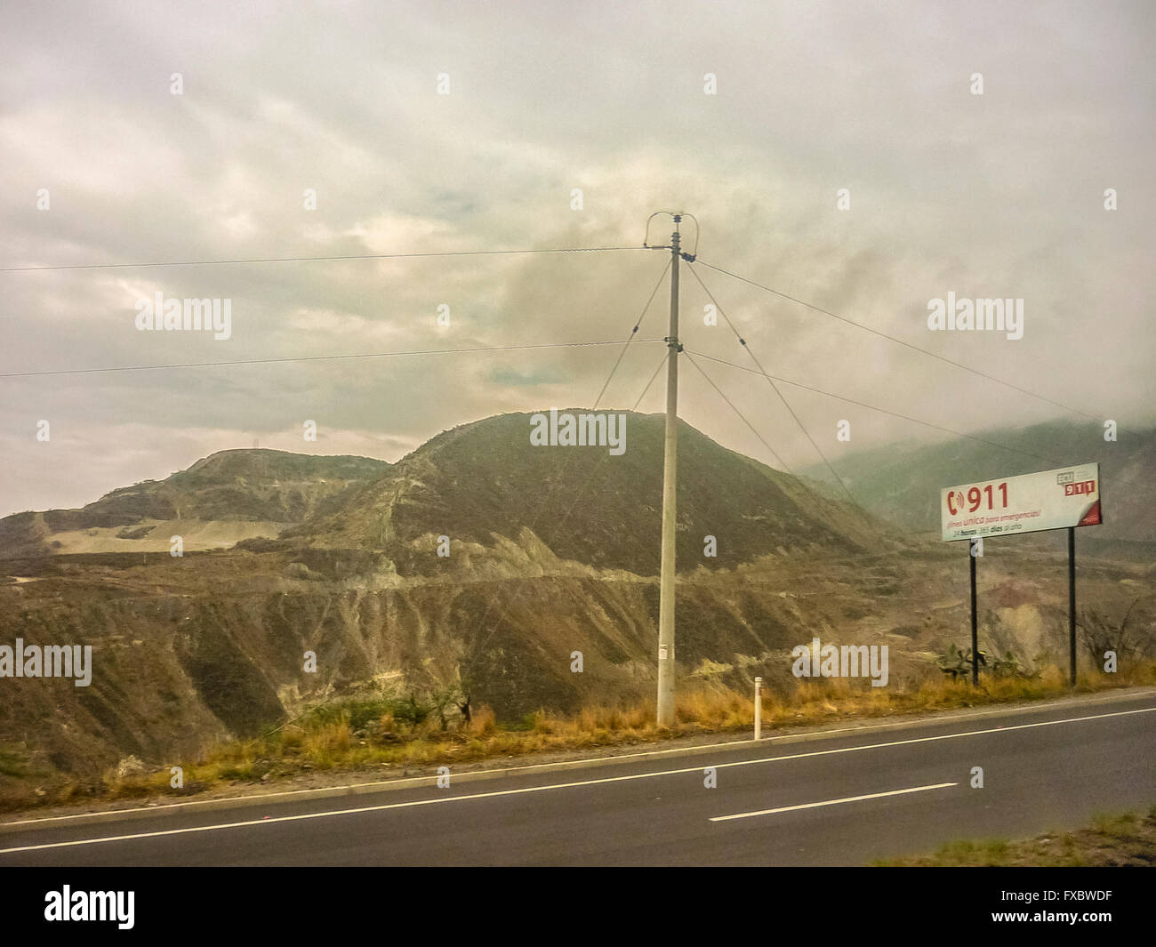 Landscape rural scene from the highway in the outsides of Quito ...
