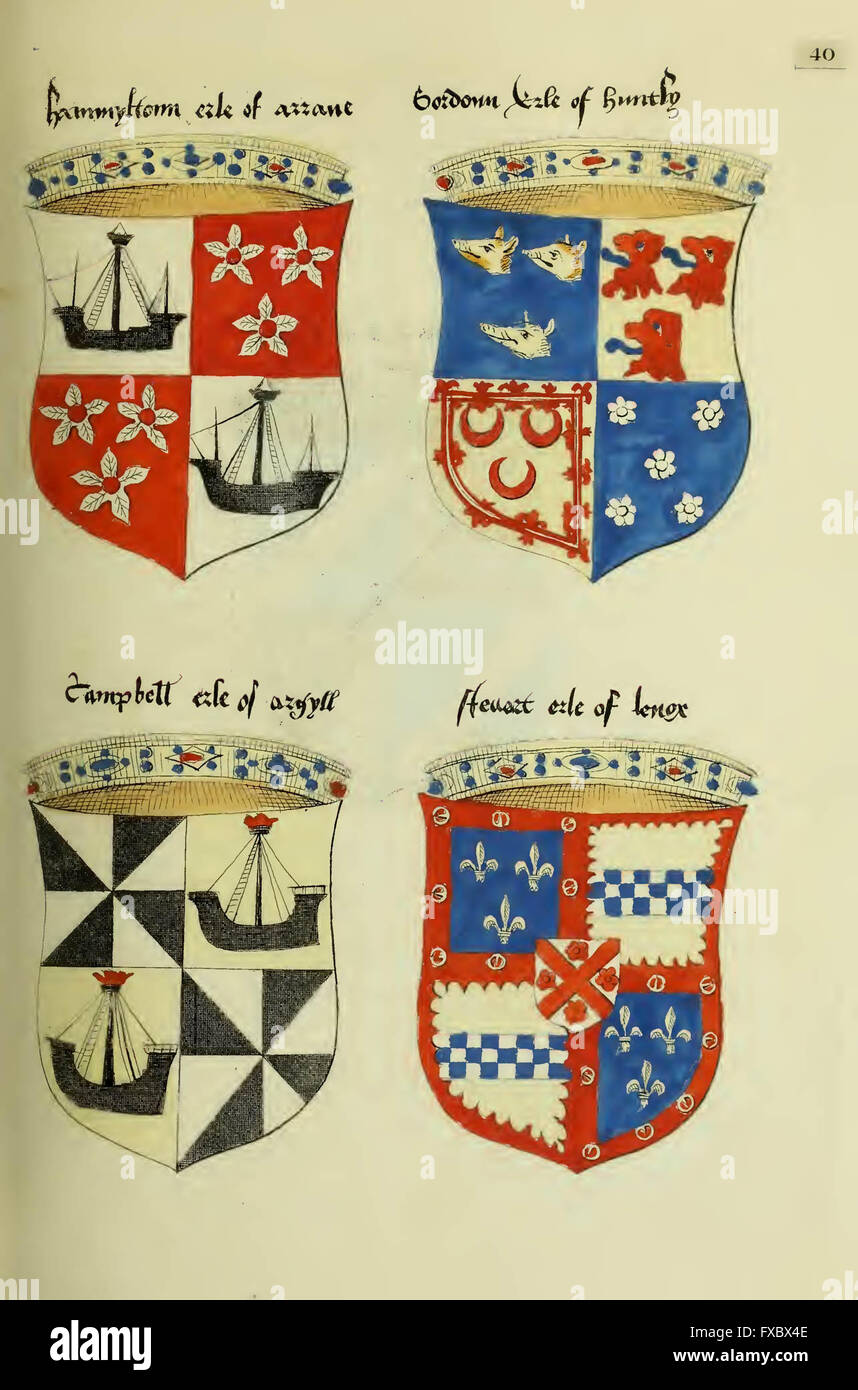 Fac simile of an ancient heraldic manuscript by Lindsay, David, Sir, fl ...