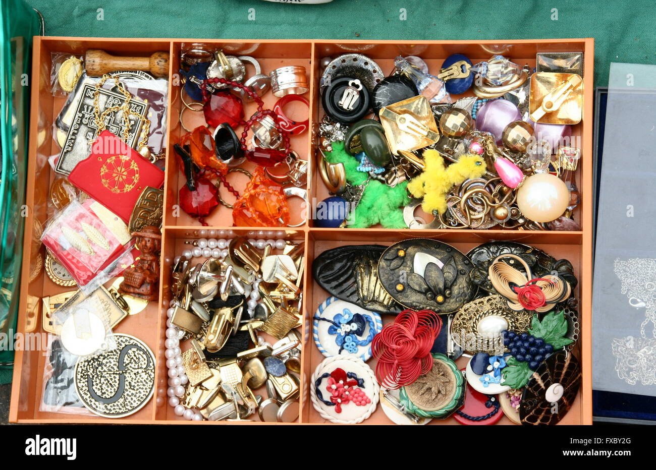 Box of vintage jewelry, flea market, Germany Stock Photo - Alamy