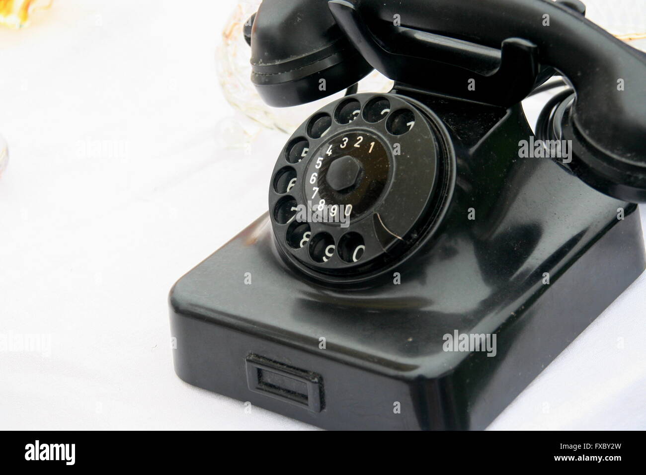 Old black rotary dial telephone, flea market, Germany Stock Photo - Alamy