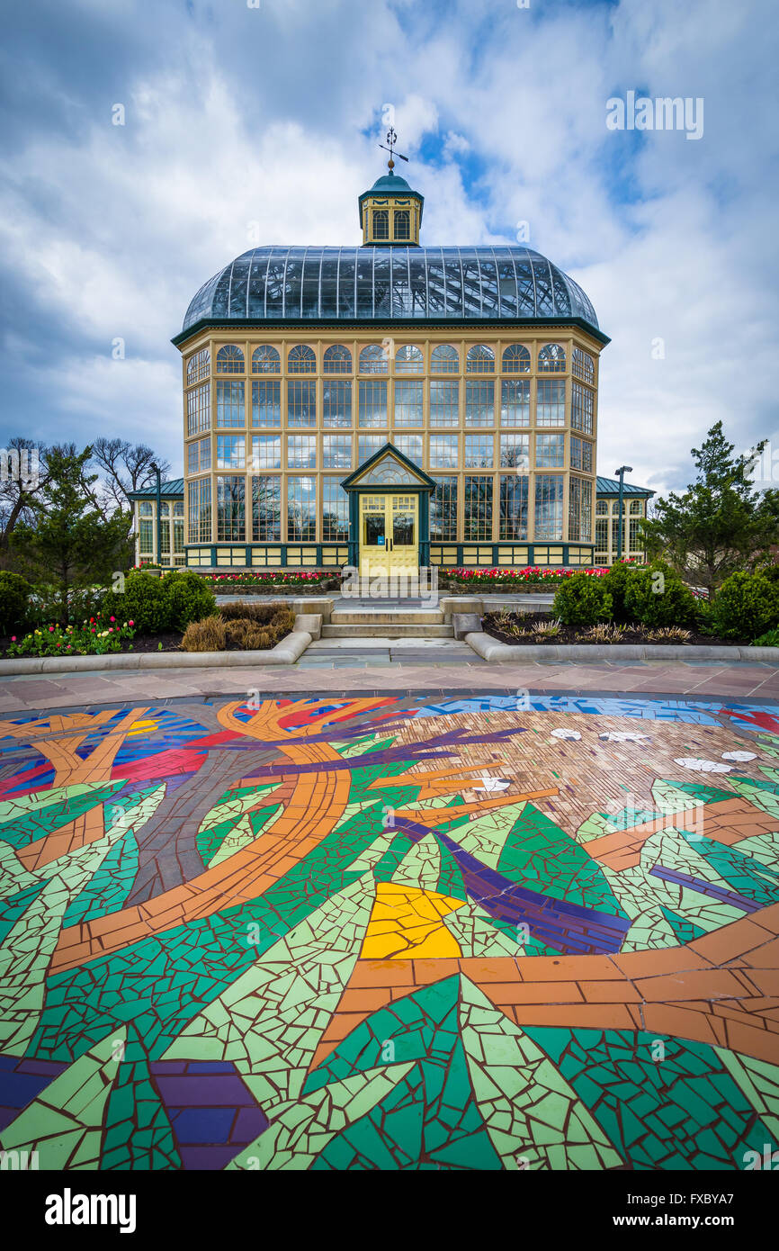 Mural on the ground and the Howard Peters Rawlings Conservatory at ...