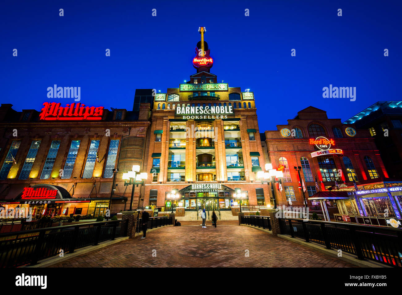 The Power Plant Building at night, in Baltimore, Maryland Stock Photo ...