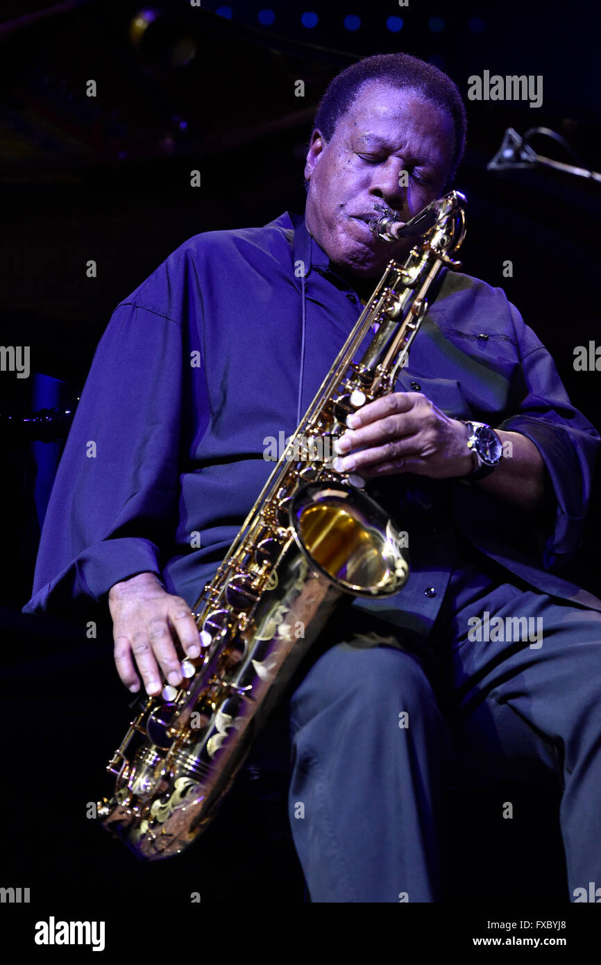 American jazz saxophonist and composer Wayne Shorter performs during ...
