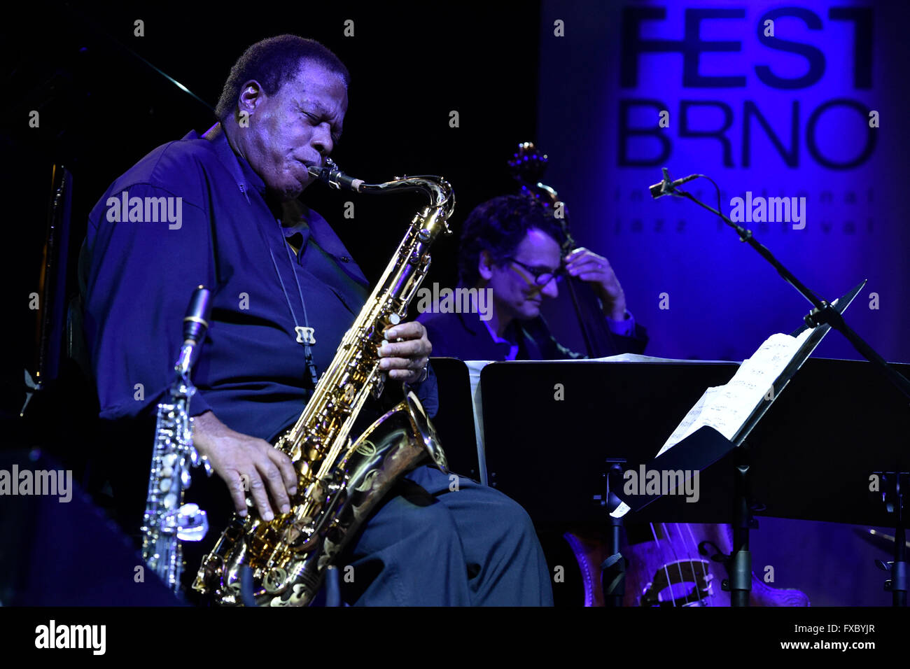 American jazz saxophonist and composer Wayne Shorter performs during ...