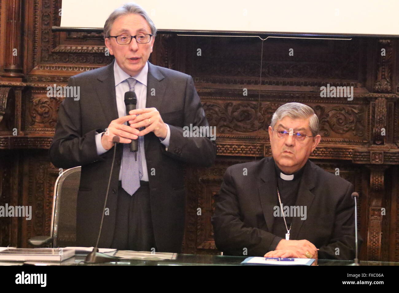 Napoli, Italy. 13th Apr, 2016. Lucio d'Alessandro(L) and Crescenzio ...