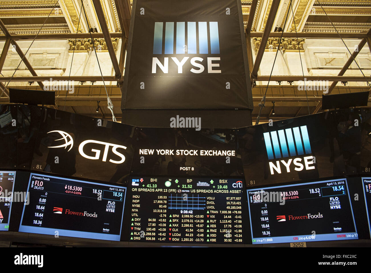 New York, USA. 13th Apr, 2016. The floor of the New York Stock Exchange ...
