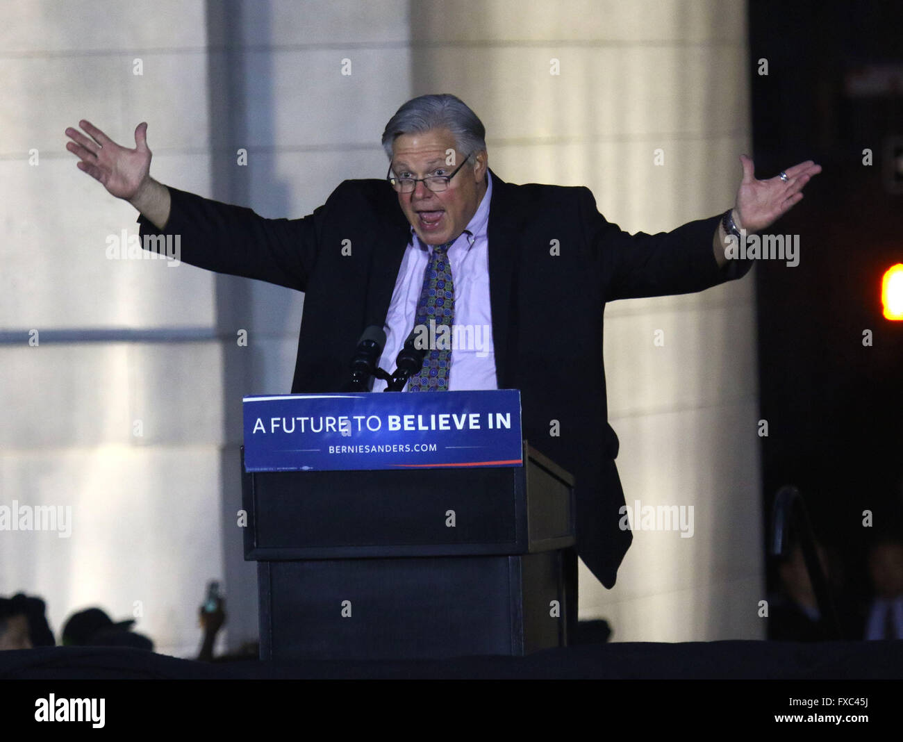 New York, New York, USA. 13th Apr, 2016. NYS Senator TOM DUANE speaks a ...