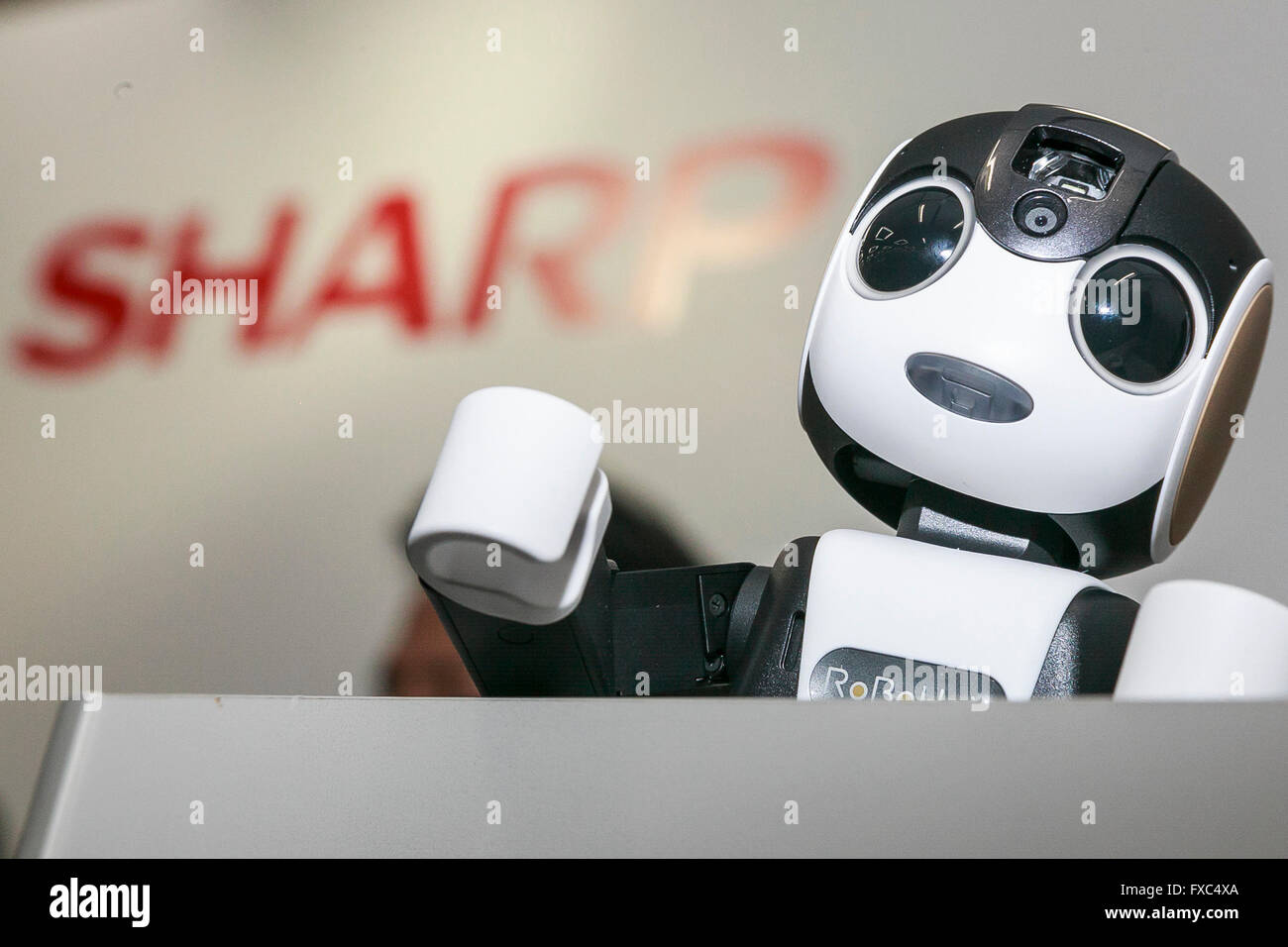 Tokyo, Japan. 14th April, 2016. Sharp introduces the RoBoHoN at a ...