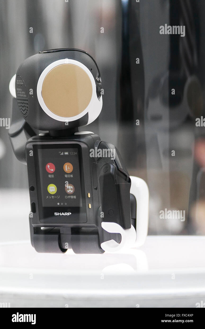 Tokyo, Japan. 14th April, 2016. Sharp introduces the RoBoHoN at a ...