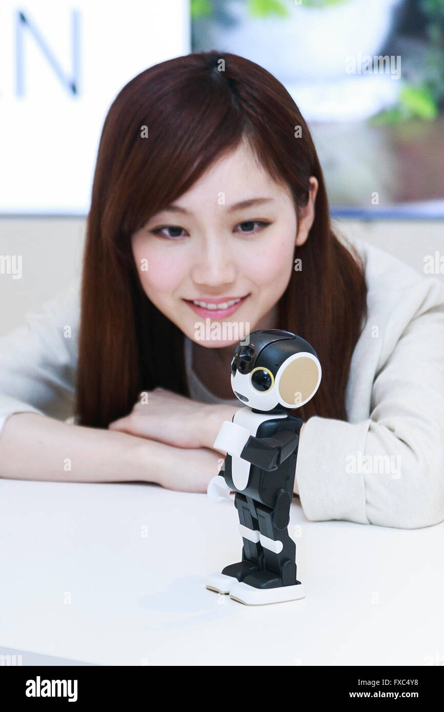Tokyo, Japan. 14th April, 2016. Sharp introduces the RoBoHoN at a ...