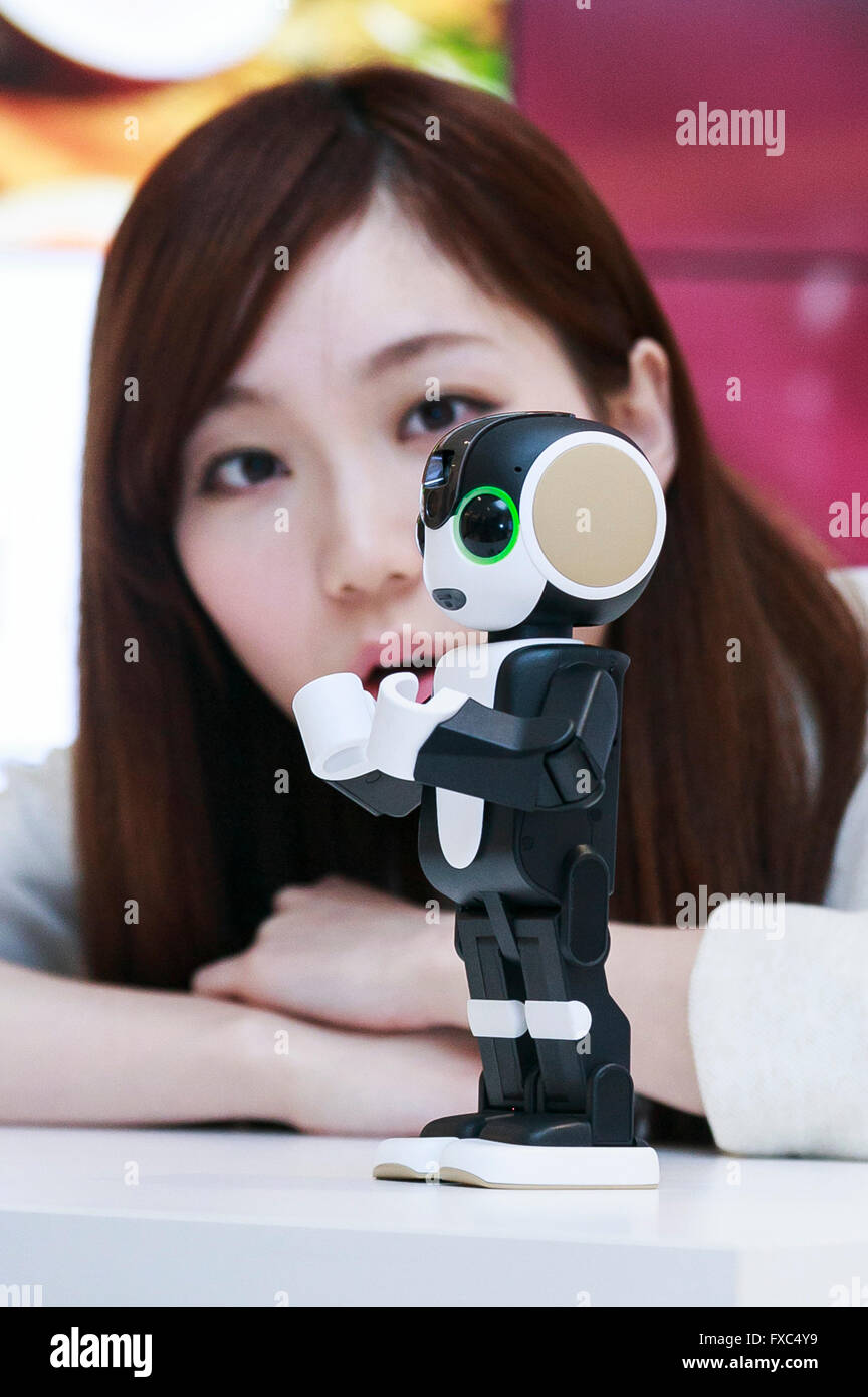 Tokyo, Japan. 14th April, 2016. Sharp introduces the RoBoHoN at a ...