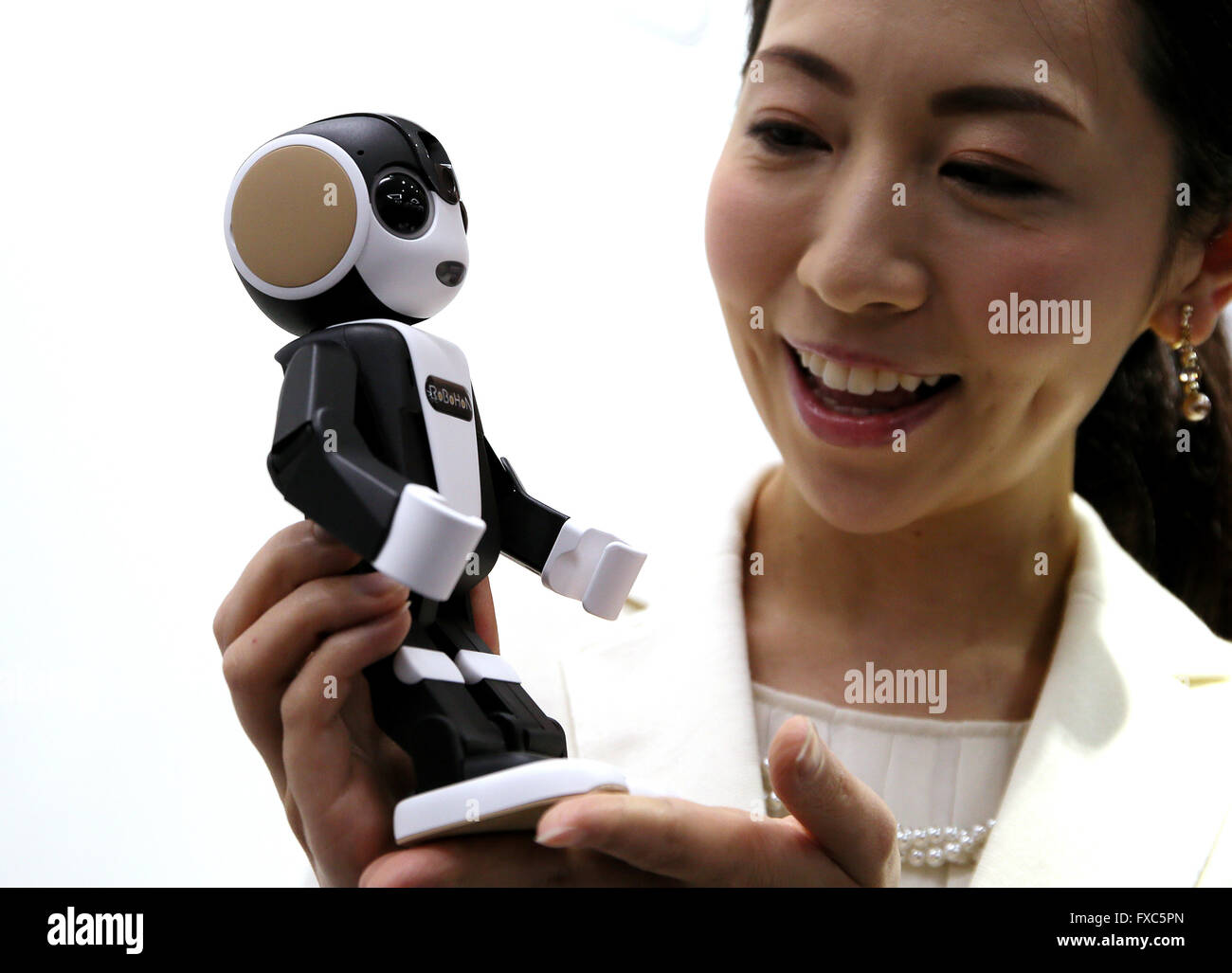 Tokyo, Japan. 14th Apr, 2016. Japanese electronics giant Sharp displays ...