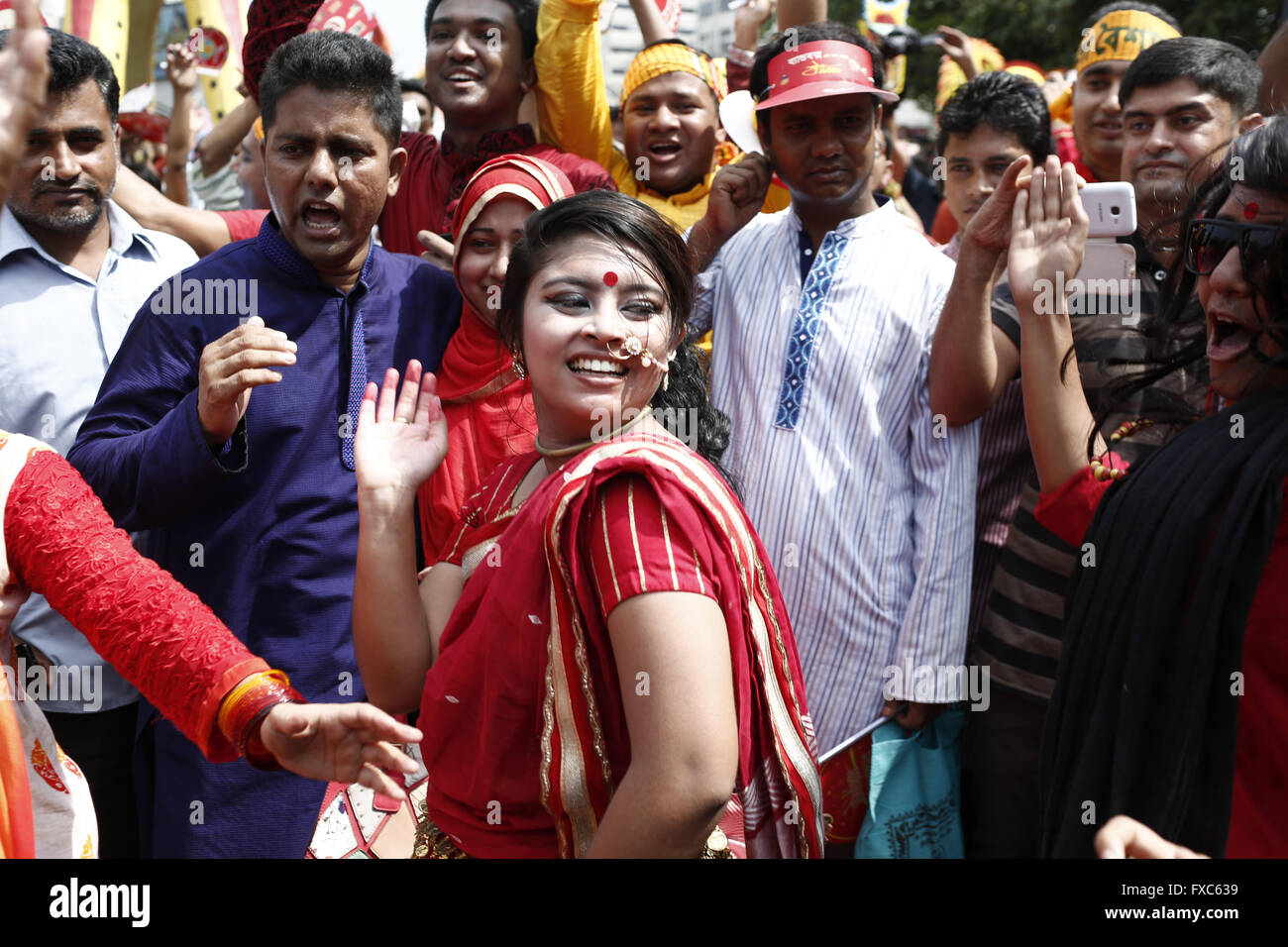 Dhaka, Bangladesh. 14th Apr, 2016. Bangladeshi people attend a rally in ...