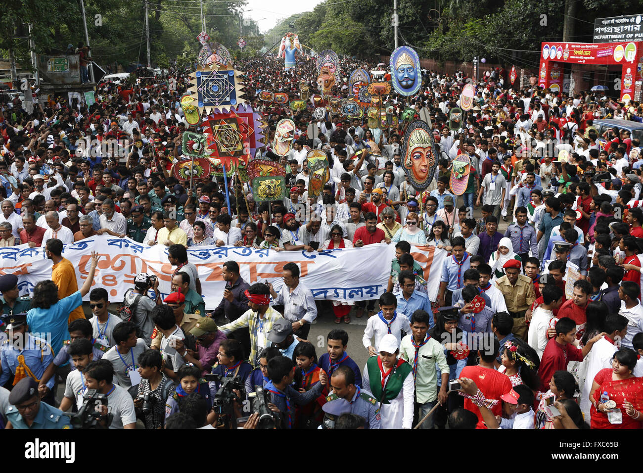 Dhaka, Bangladesh. 14th Apr, 2016. Bangladeshi people attend a rally in ...