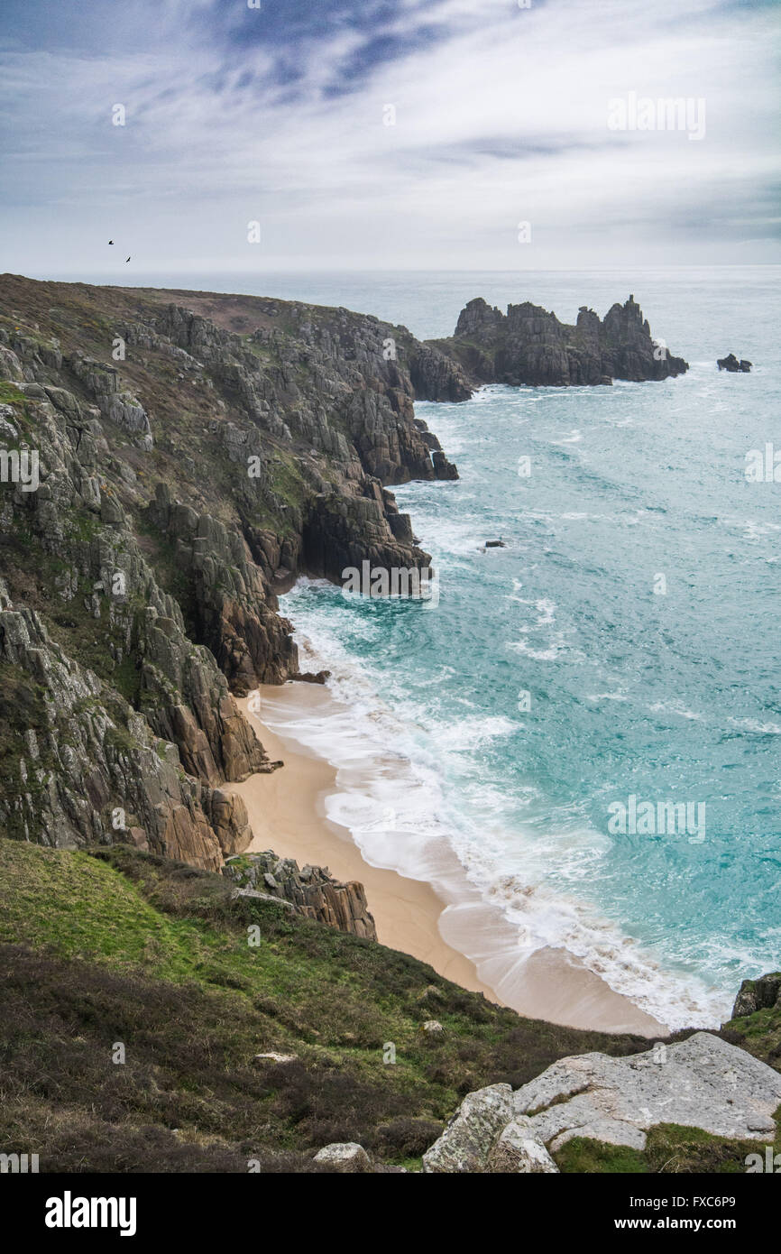 Treen, Cornwall, UK. 14th April 2016. UK Weather. Mild and sunny at ...