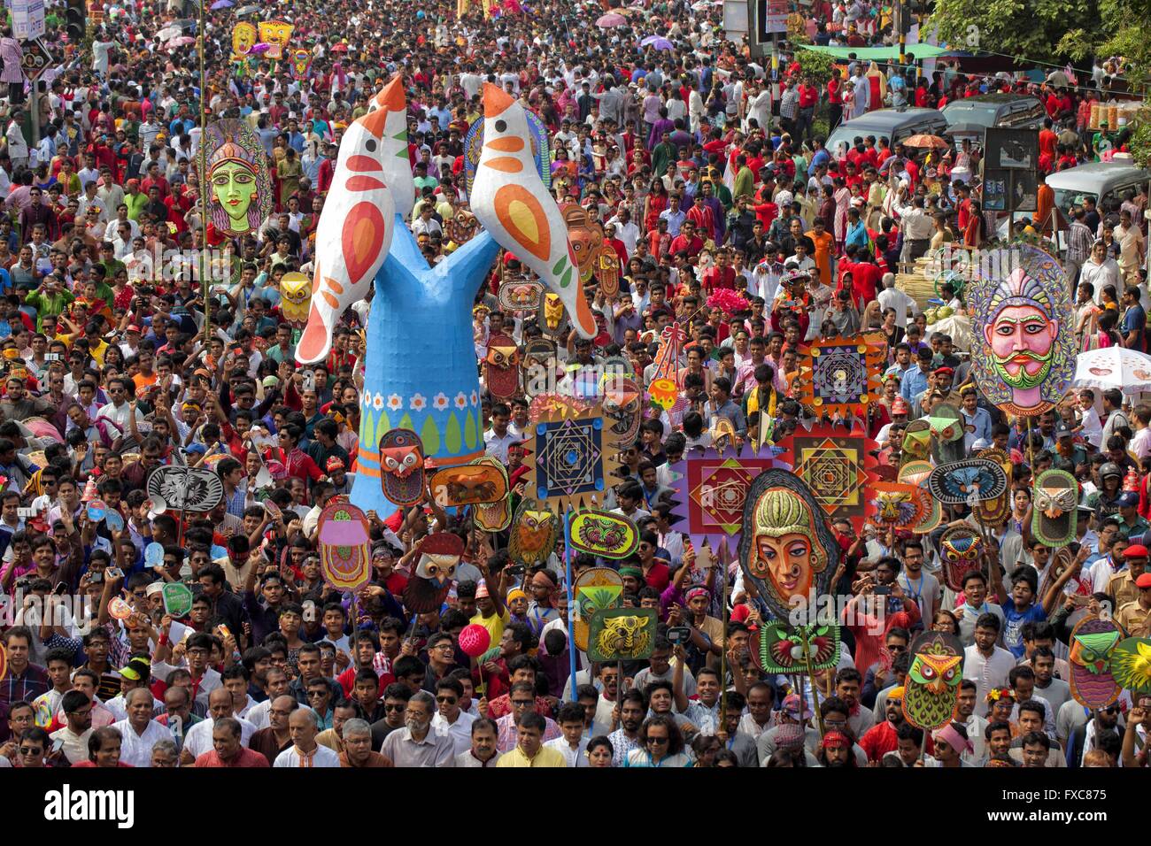 Dhaka, Bangladesh. 14th Apr, 2016. Bangladeshi people participate in a ...