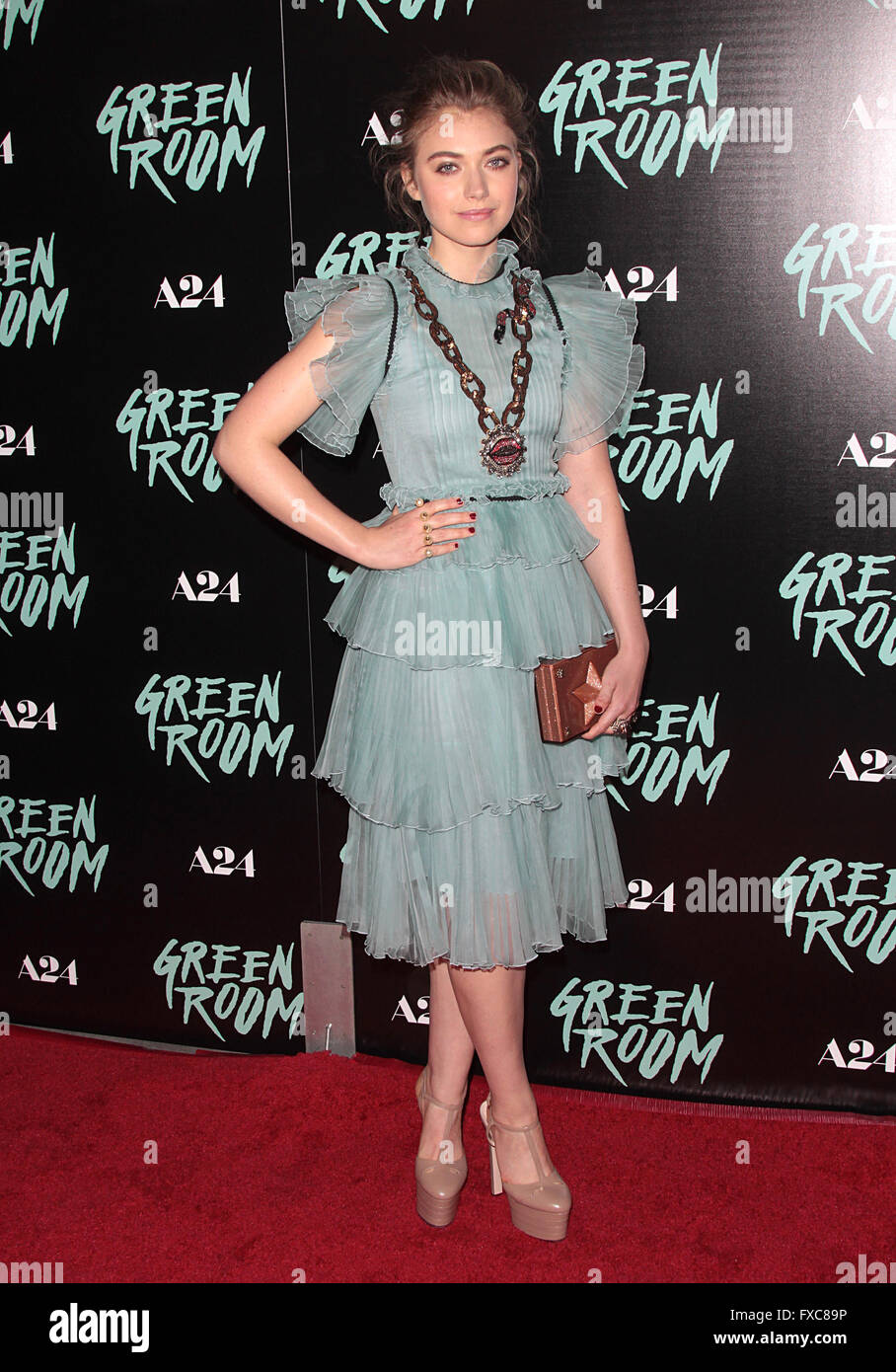 Los Angeles, CA, USA. 13th Apr, 2016. Imogen Poots. ''Green Room'' Los ...