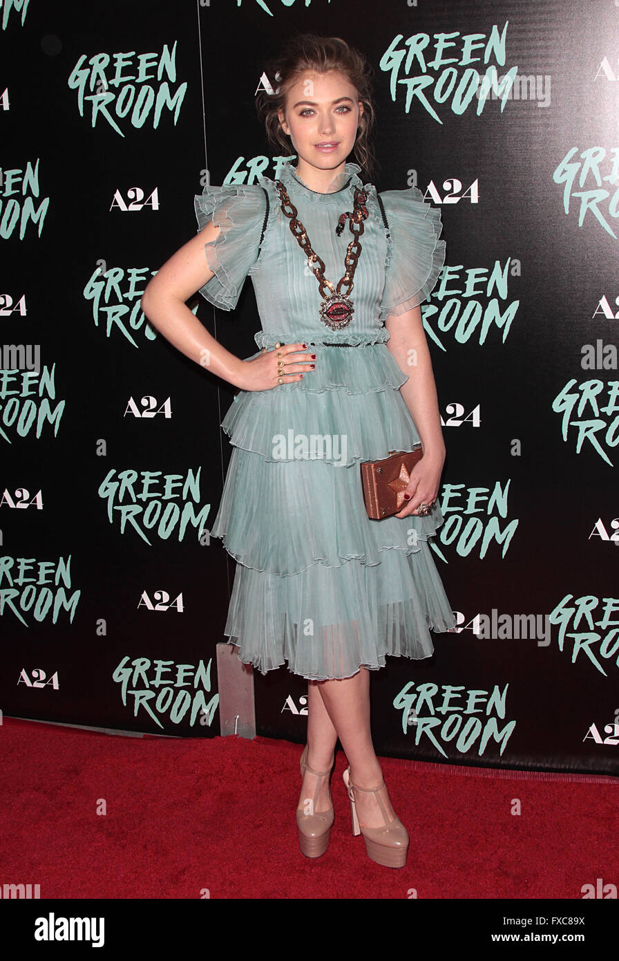 Los Angeles, CA, USA. 13th Apr, 2016. Imogen Poots. ''Green Room'' Los ...
