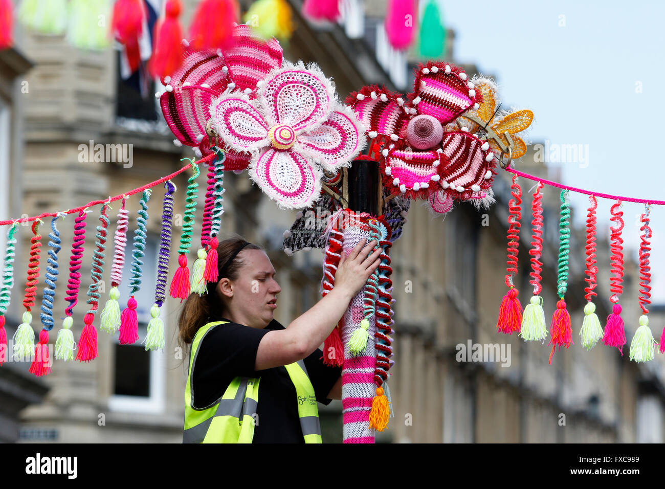 Bath, UK, 14th April, 2016. Volunteers led by Emma Leith are pictured ...