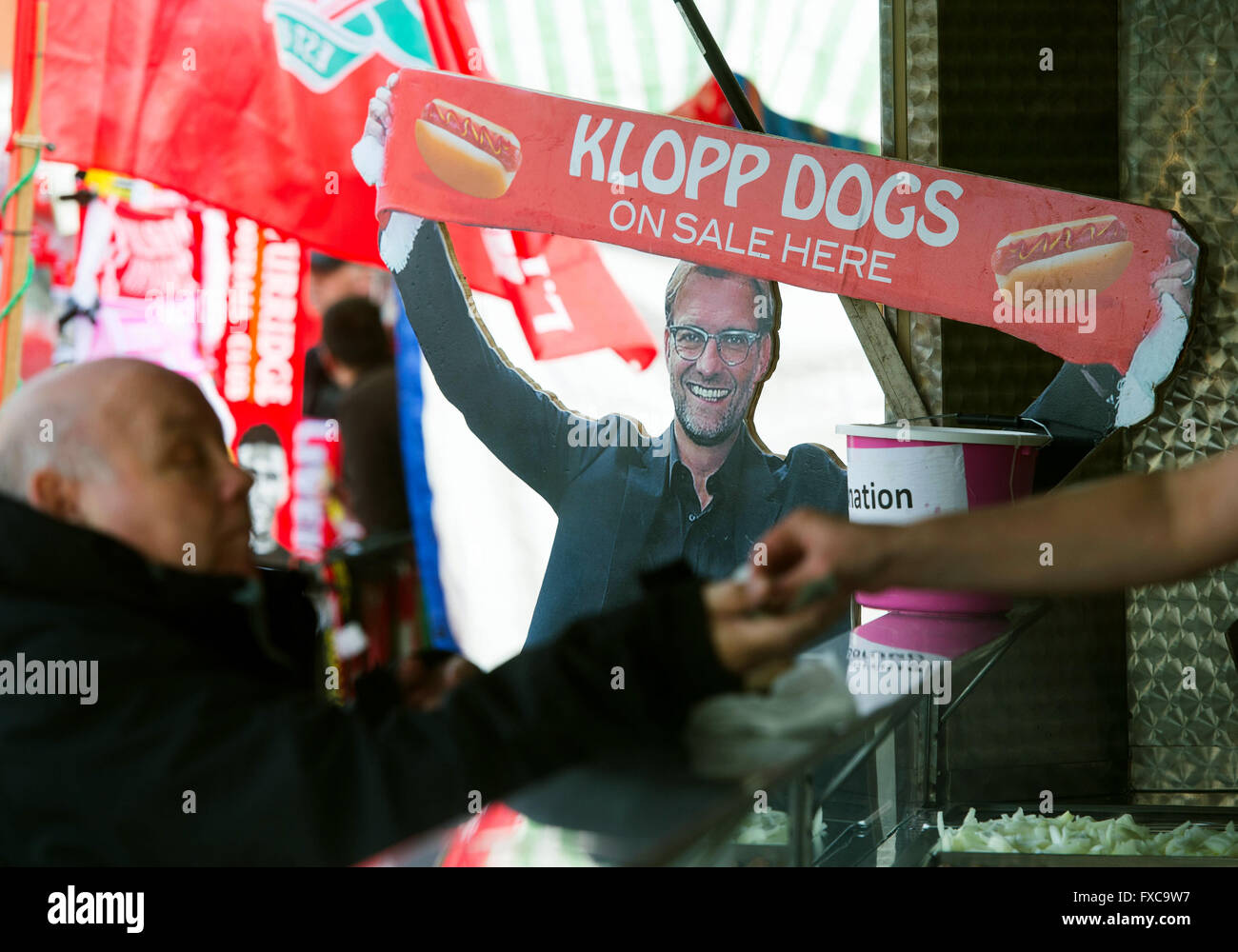 An advertisement poster with the face of Liverpool's coach Juergen ...