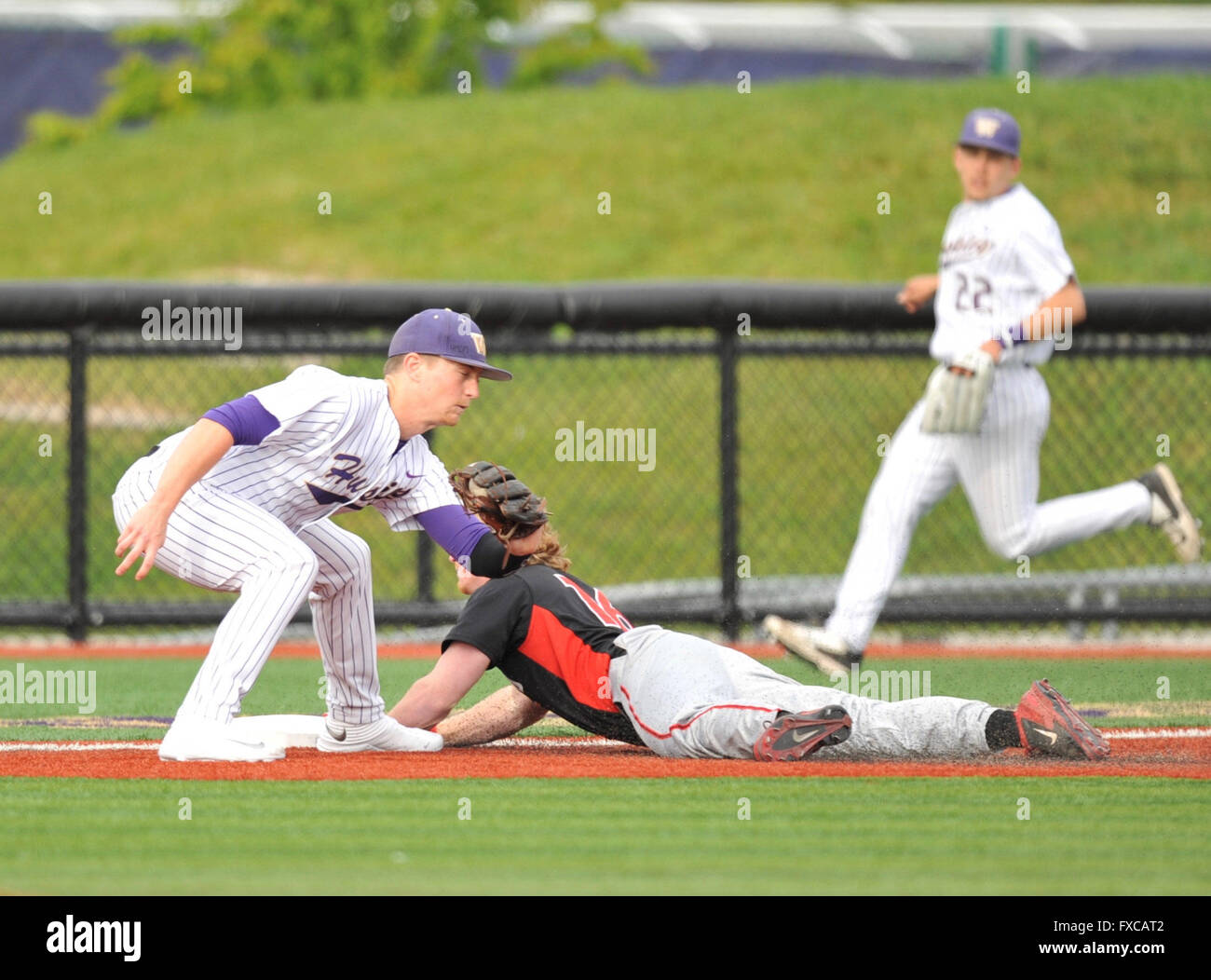 Seattle U 2nd baseman Sheldon Stober (16) slides safely into 3rd base ...