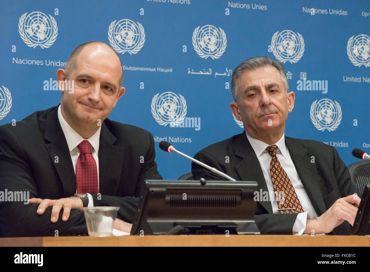 New York, United States. 14th Apr, 2016. Jean-Paul Laborde (right) and ...
