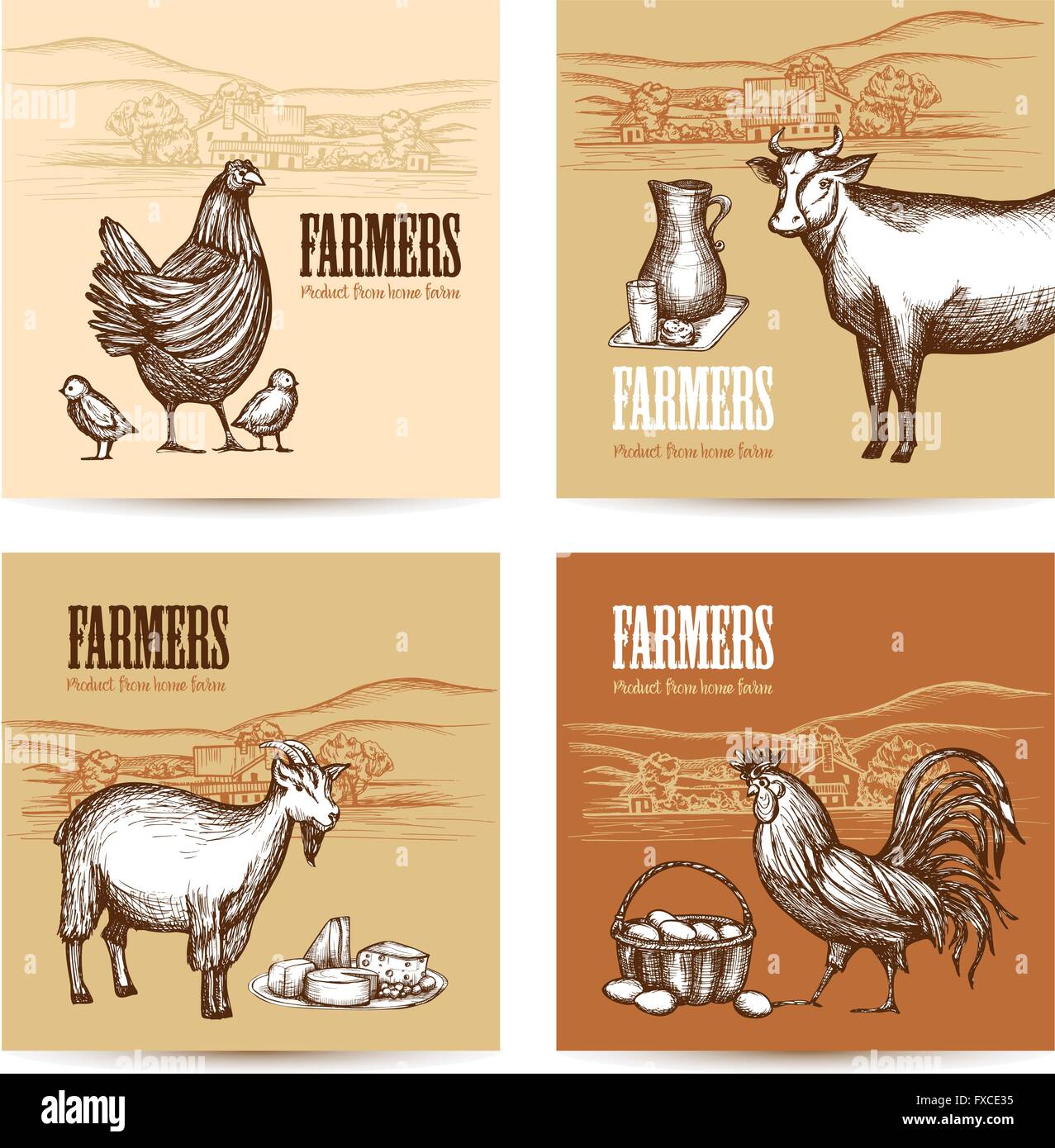 Farm Cards Set Stock Vector Image & Art - Alamy