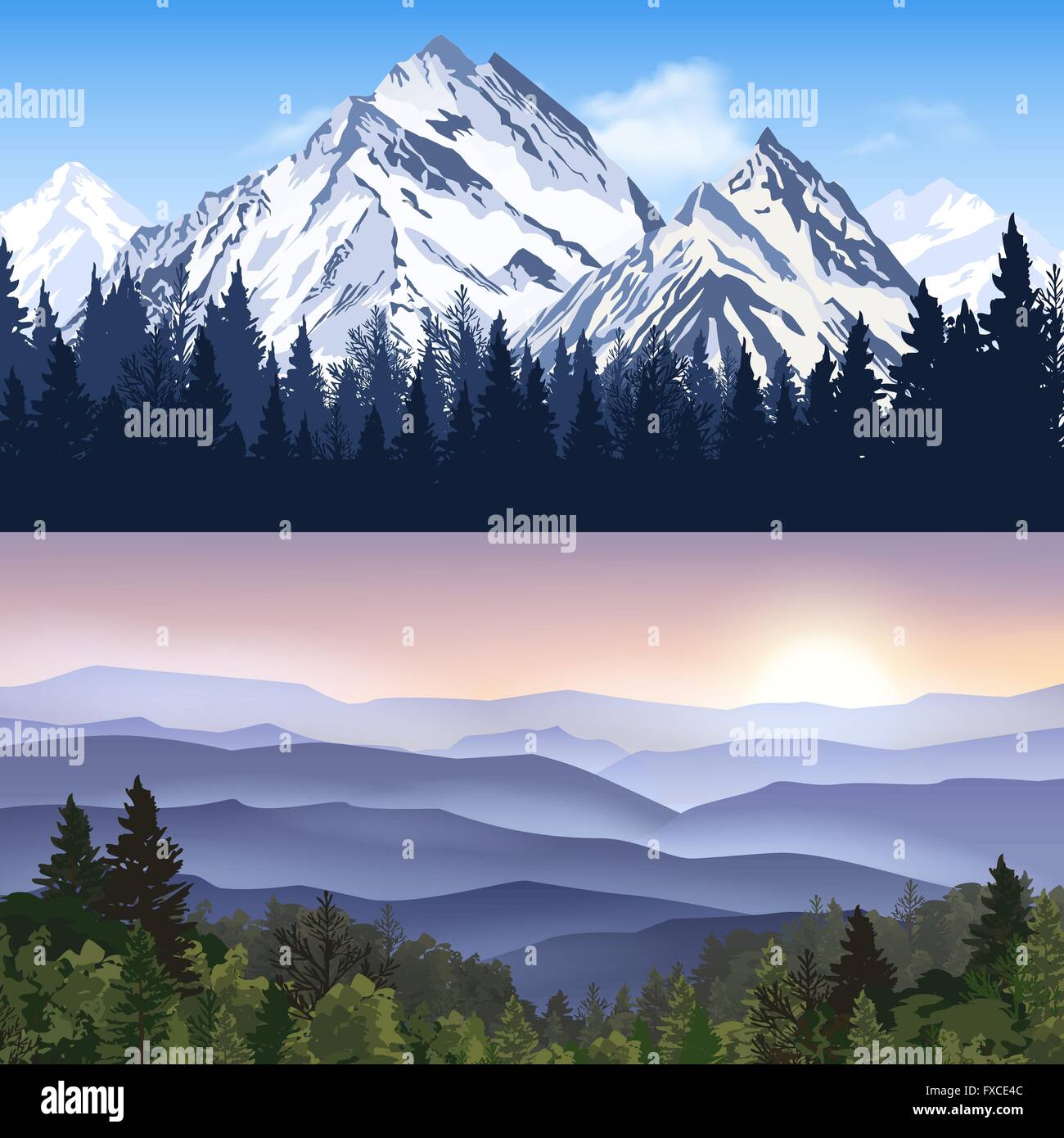 Landscape Of Mountains Banners Stock Vector Image & Art - Alamy