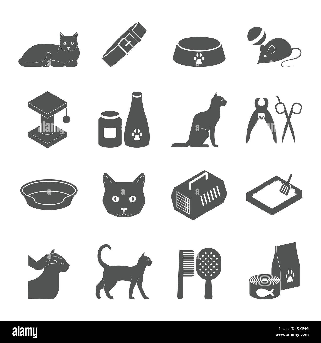 Healthy indoor cat black icons set Stock Vector Image & Art - Alamy