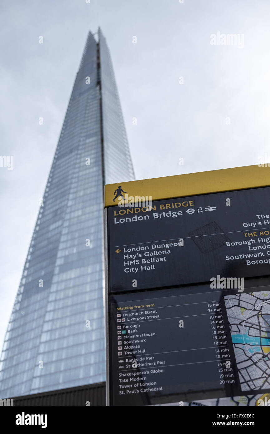 London Bridge sign with the Shard in the background Stock Photo - Alamy
