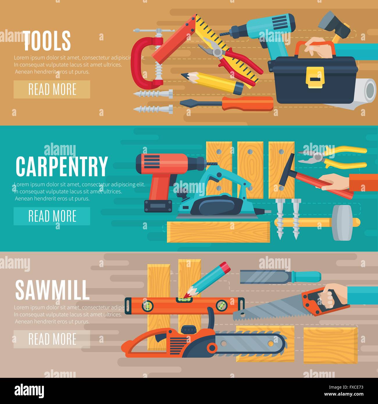 Carpentry banners set hi-res stock photography and images - Alamy