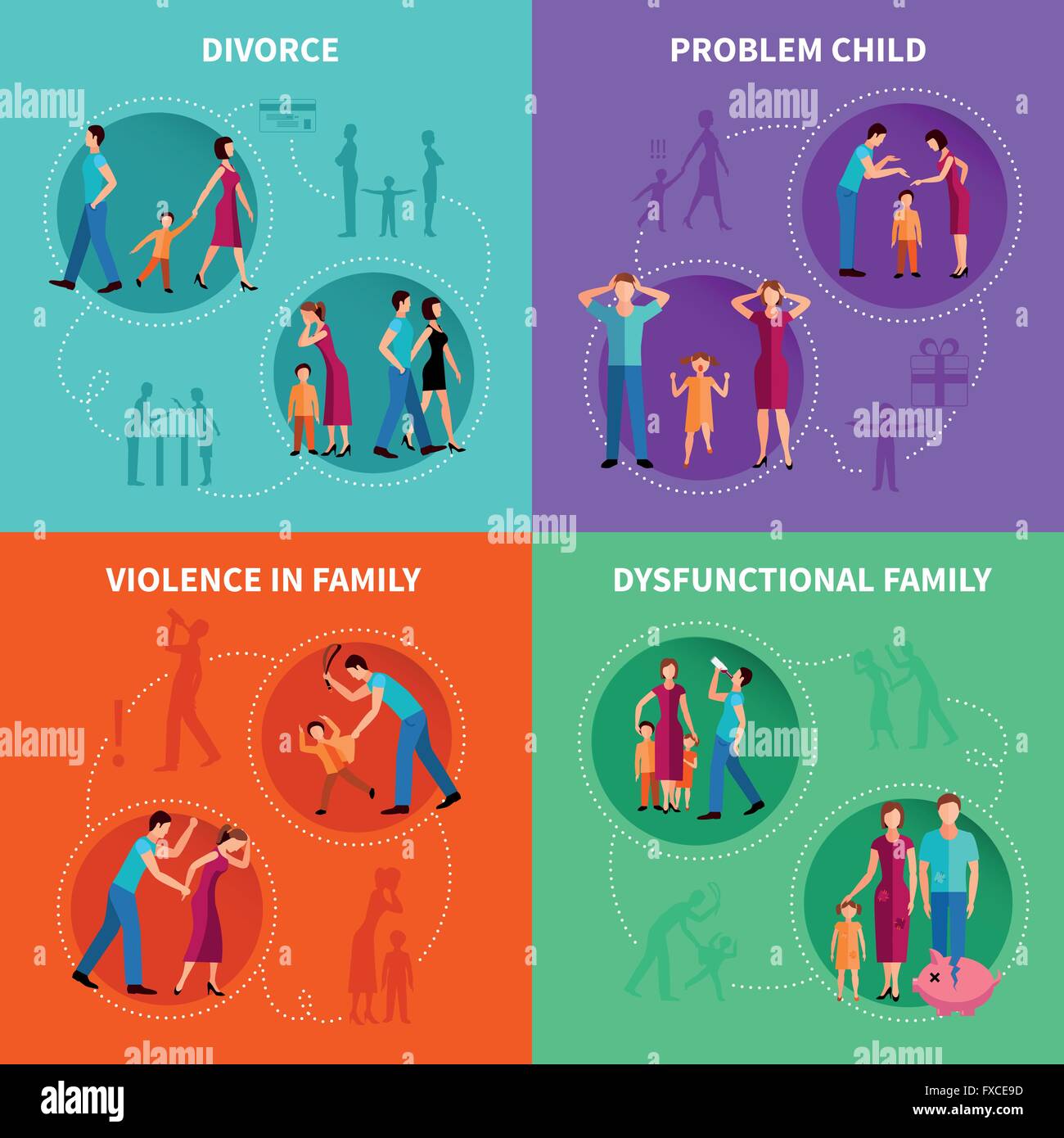 Family Problems Decorative Icons Set Stock Vector Image & Art - Alamy