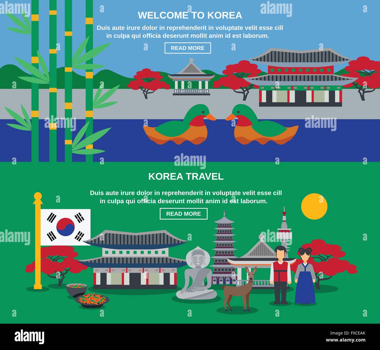 Korean Culture Travel Horizontal Banners Set Stock Vector Image & Art ...