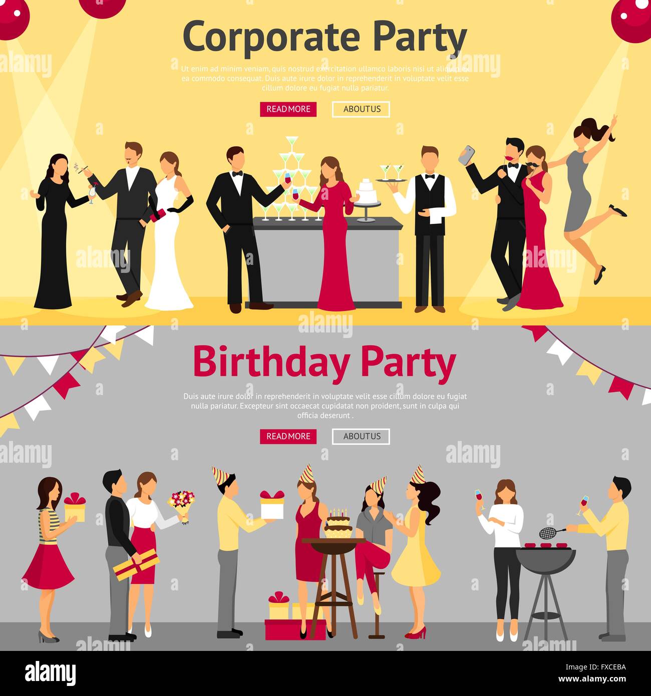 Party Flat Banners Set Stock Vector Image & Art - Alamy