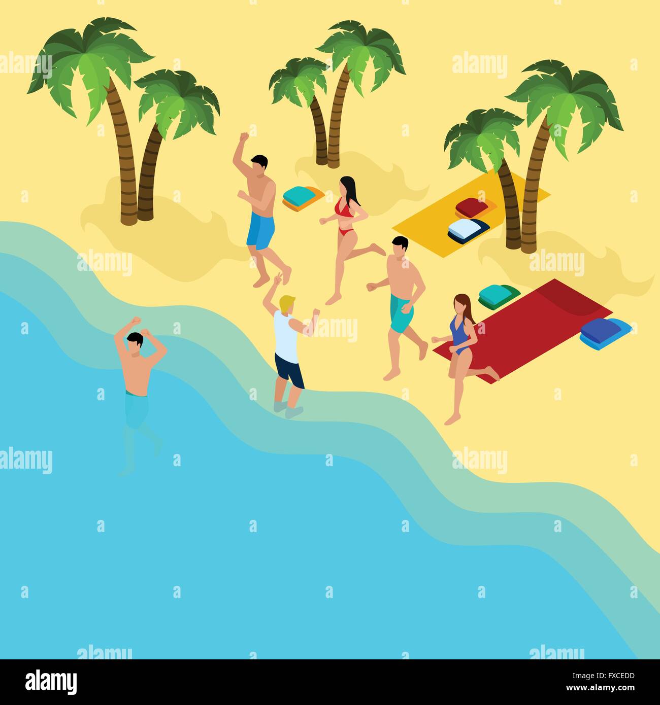 On beach women in sun Stock Vector Images - Alamy