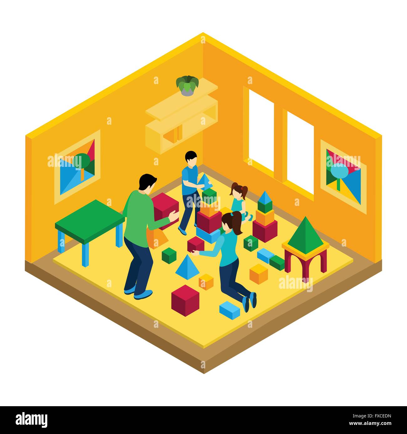 Family playing concept icons hi-res stock photography and images - Alamy