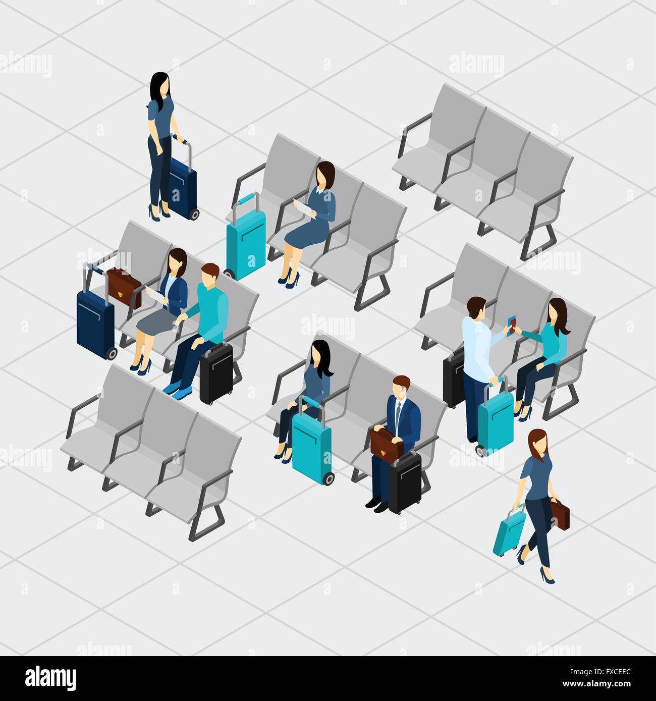 Waiting At The Airport Illustration Stock Vector Image & Art - Alamy