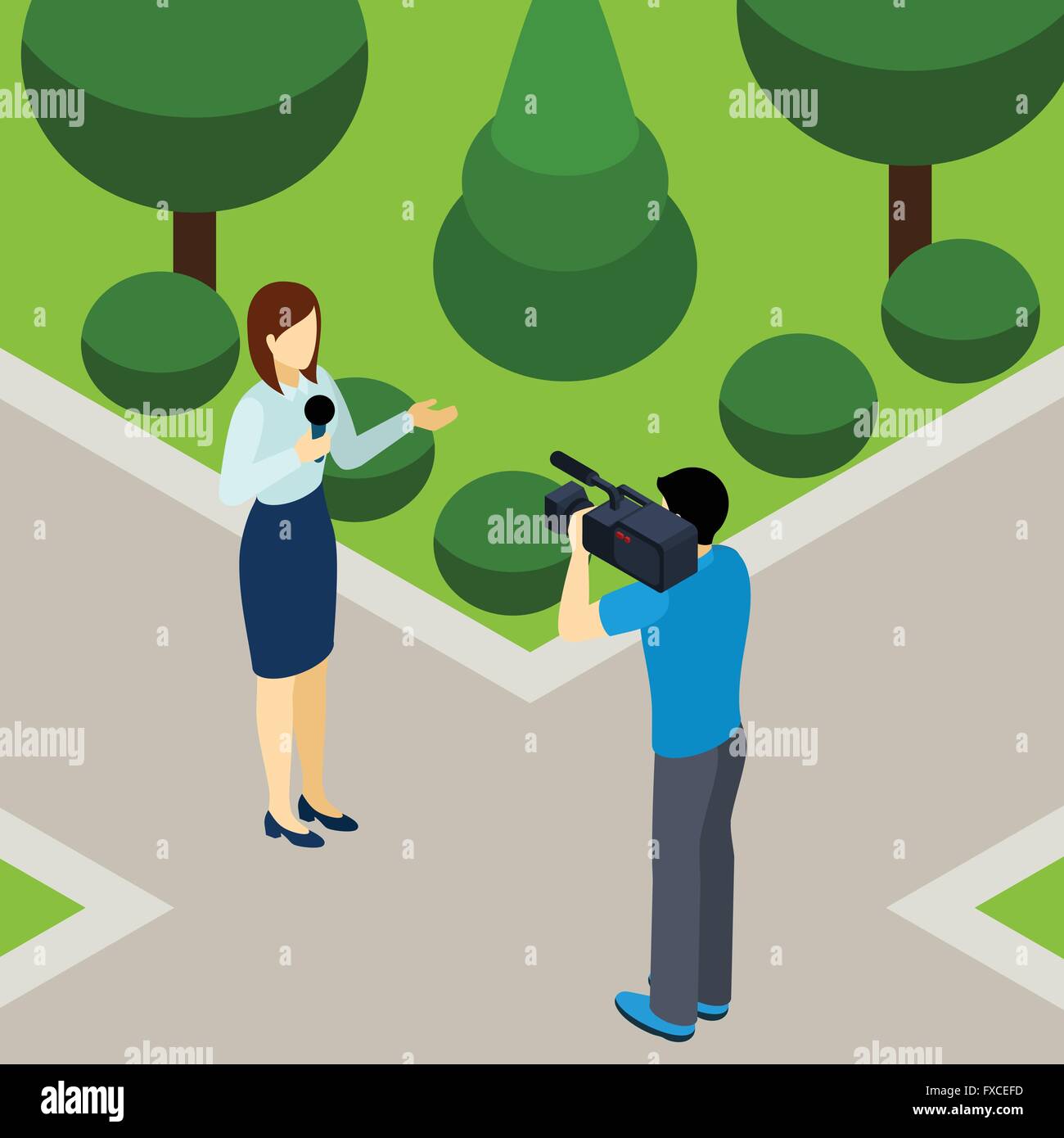 Journalist Reporter Profession Isometric Banner Stock Vector Image ...