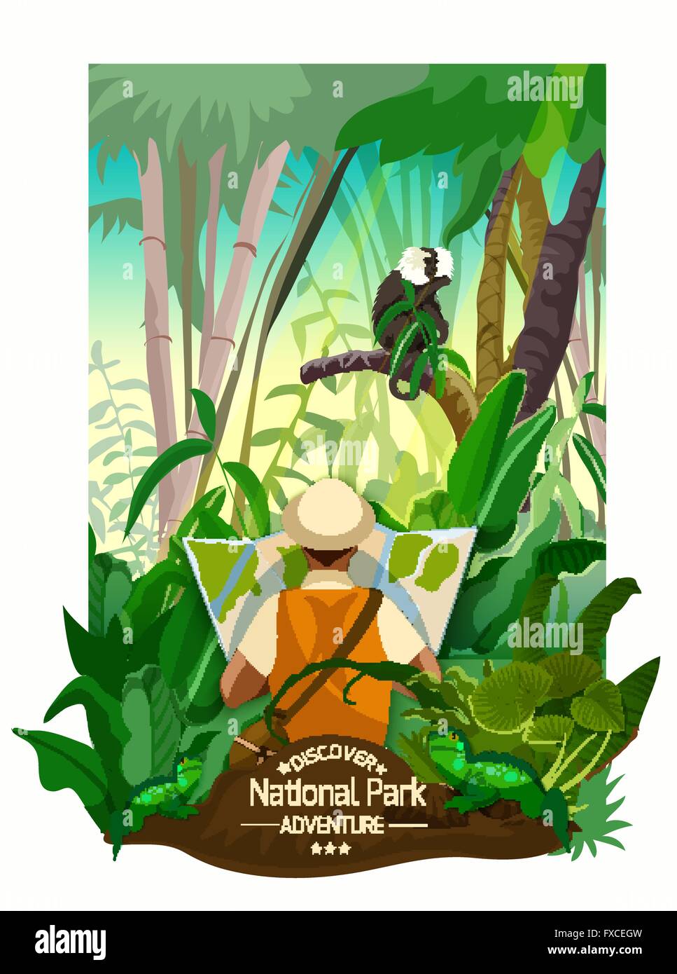 Colorful Tropical Forest Landscape Poster Stock Vector Image & Art - Alamy