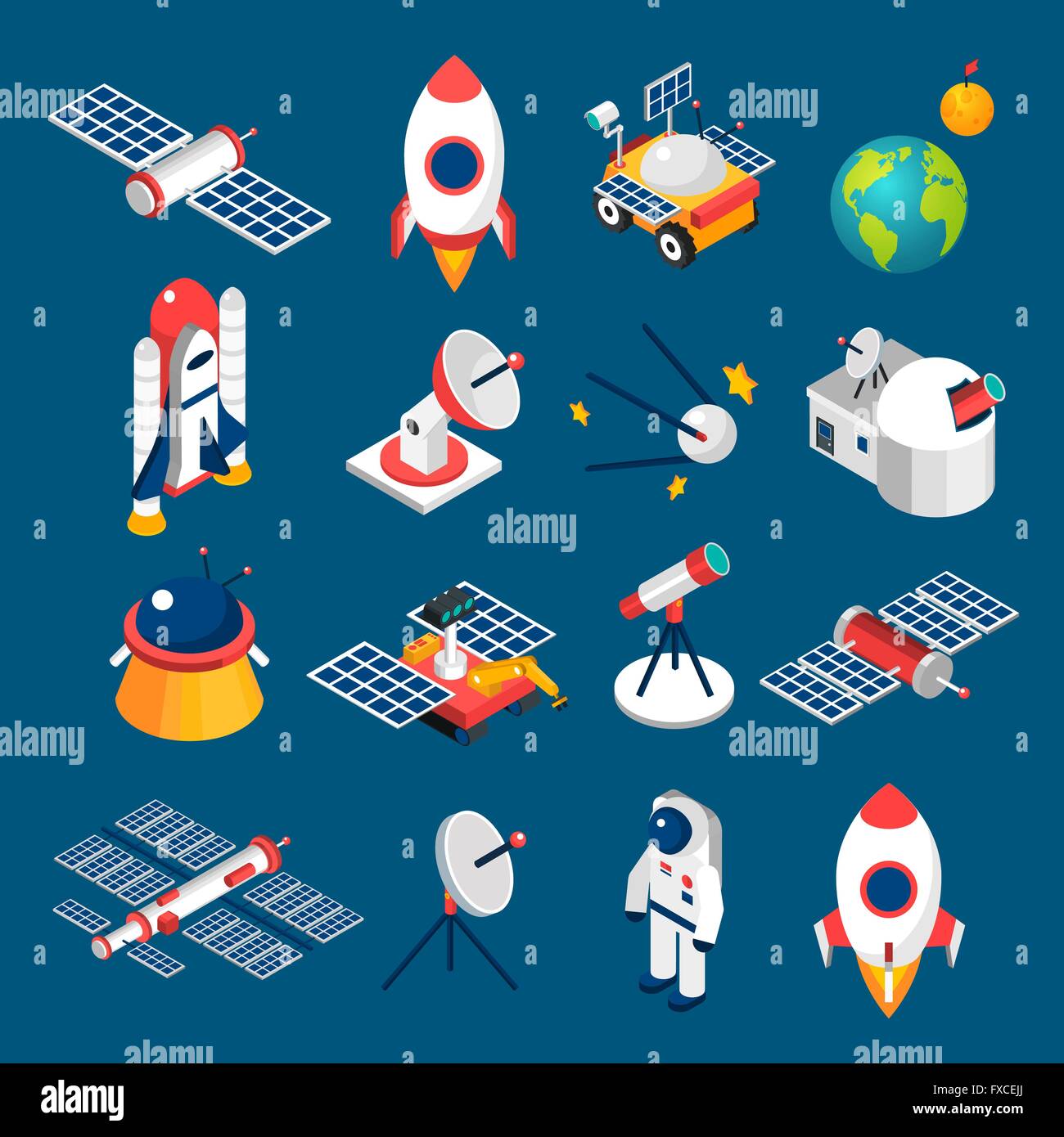 Space Isometric Icons Stock Vector Image & Art - Alamy