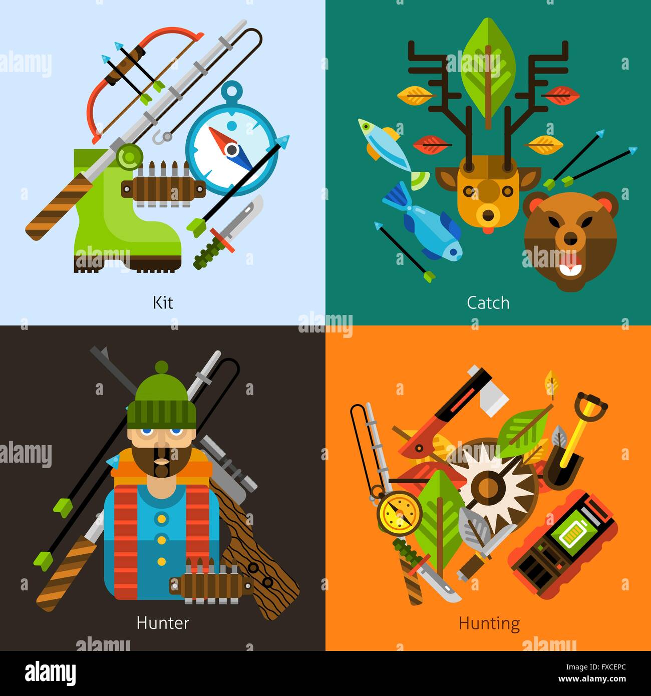 Hunting infographics set hi-res stock photography and images - Alamy