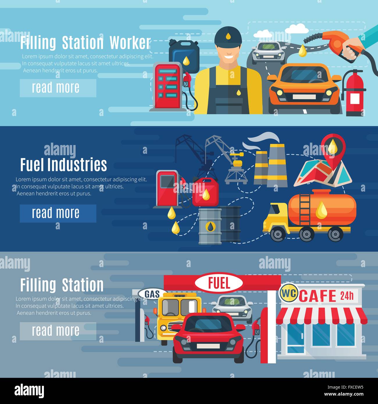 Gas Station Banners Set Stock Vector Image & Art - Alamy