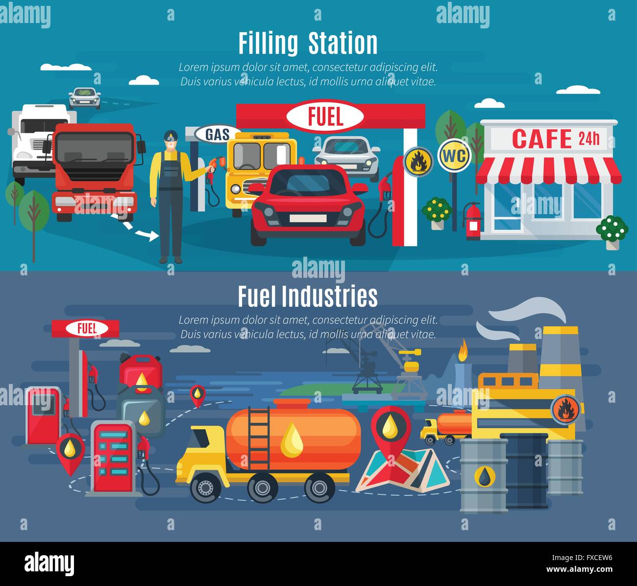 Filling Station Banners Set Stock Vector Image & Art - Alamy