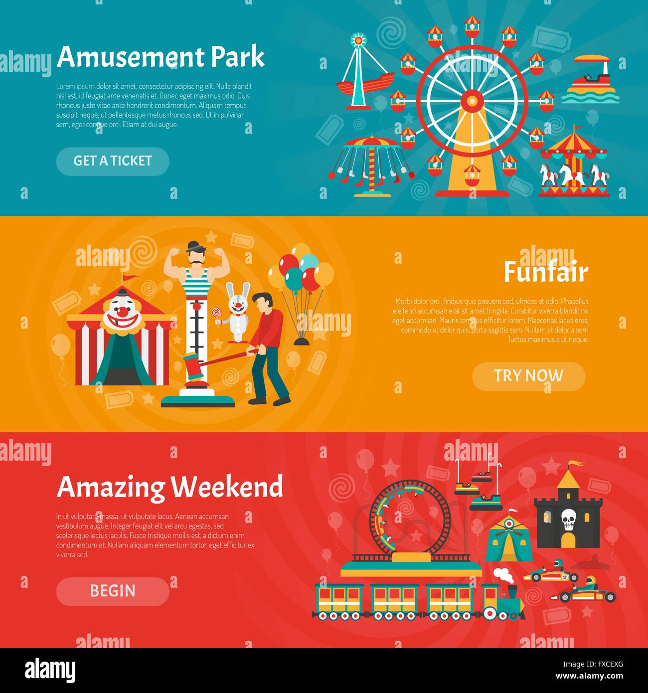 Funfair banner set Stock Vector Image & Art - Alamy
