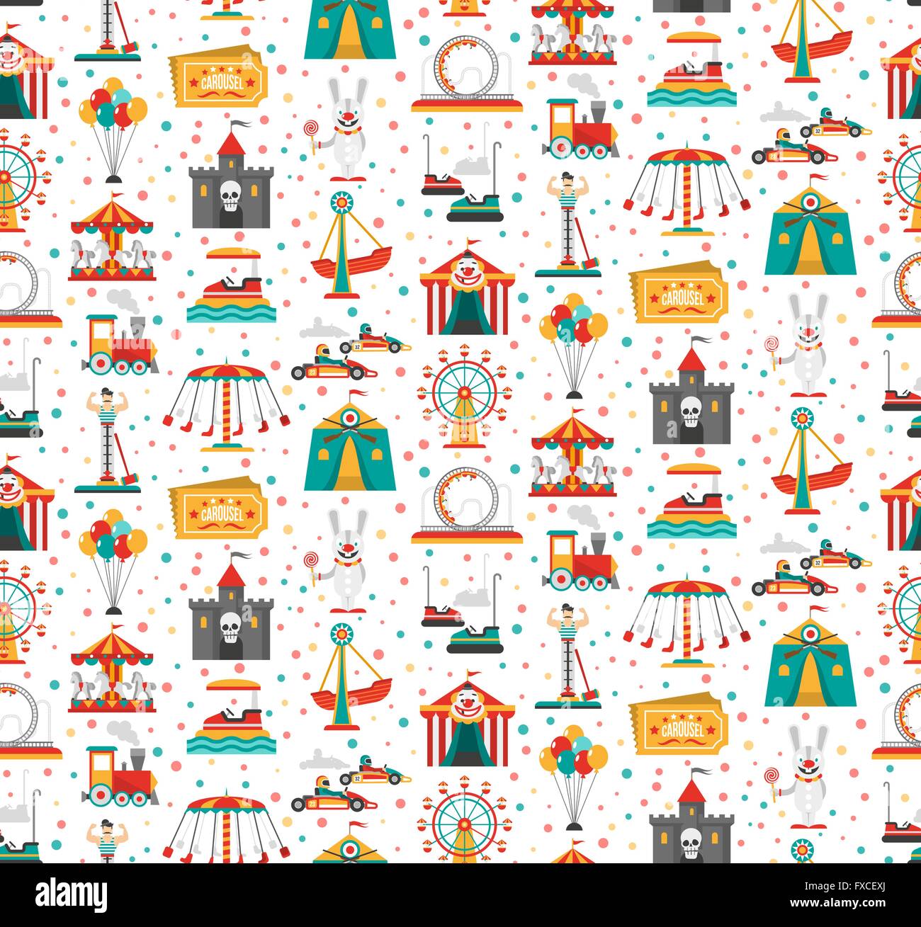 Funfair Fair Amusement Park Seamless Pattern Stock Vector Image & Art ...